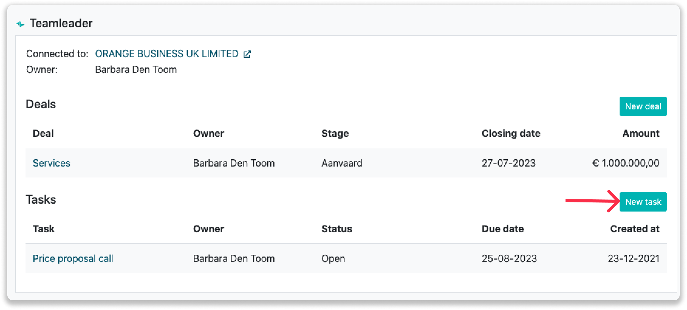 Teamleader Focus integration
